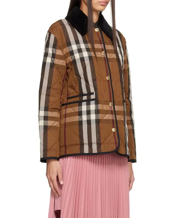 Burberry Checked Diamond-quilted Fitted Jacket
