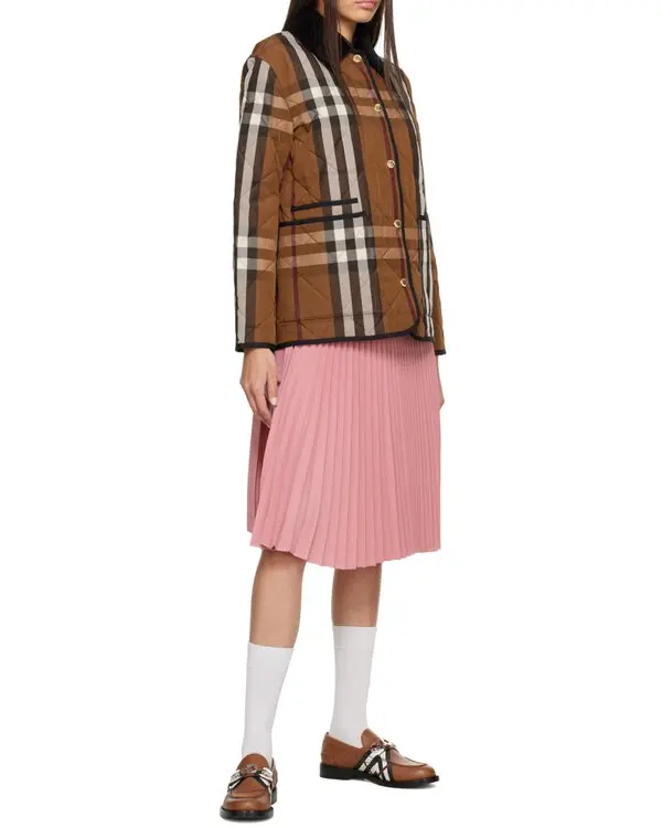 Burberry Checked Diamond-quilted Fitted Jacket