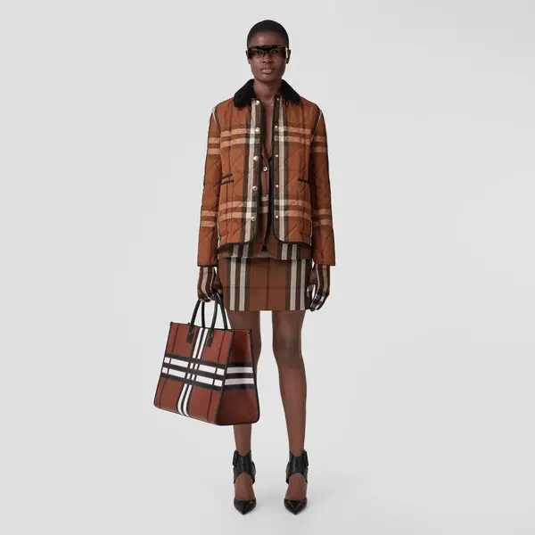 Burberry Checked Diamond-quilted Fitted Jacket
