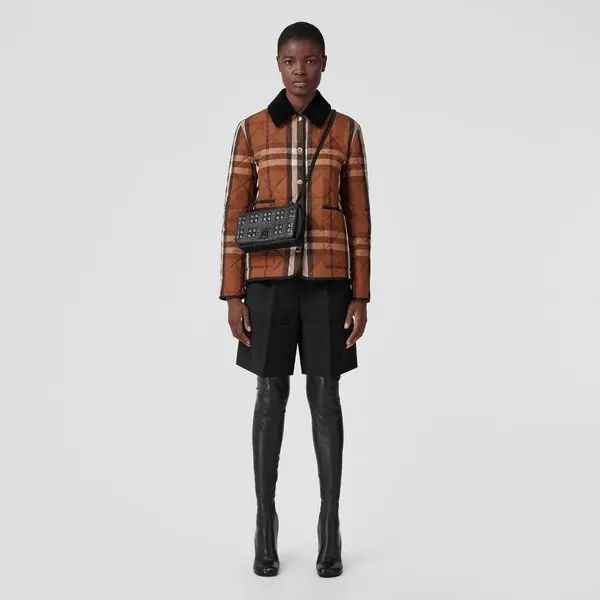 Burberry Checked Diamond-quilted Fitted Jacket