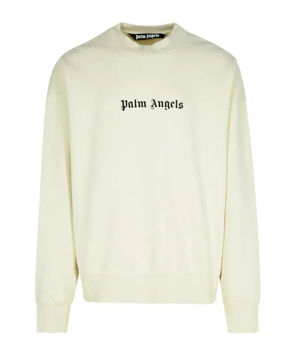 Palm Angels Logo Printed Crewneck Sweatshirt - Cream