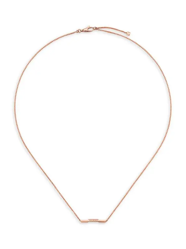 Gucci 18k Rose Gold Logo Necklace - White