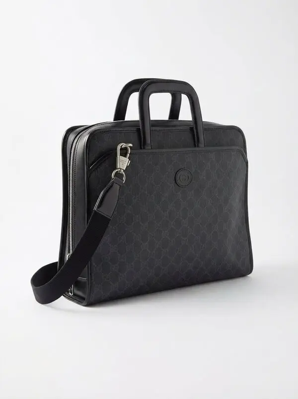 Gucci Gg Supreme Monogram Briefcase - Black