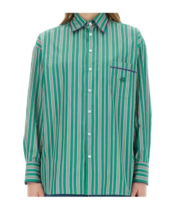 Etro Logo Embroidered Striped Shirt