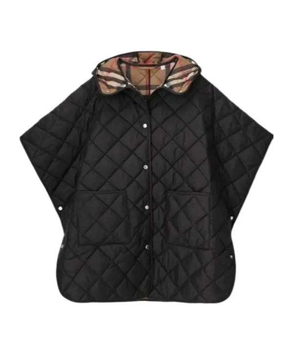 Burberry Quilted Hooded Cape - Black