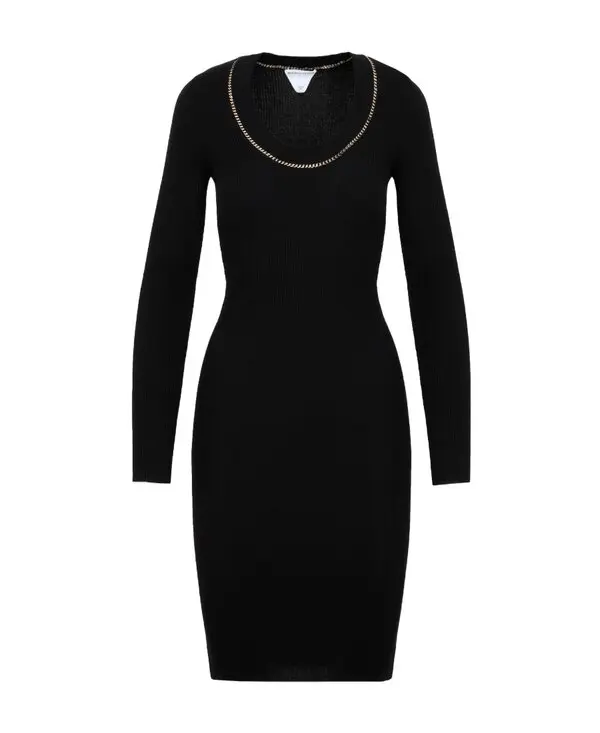 Bottega Veneta Chain Embellished Ribbed Knit Dress