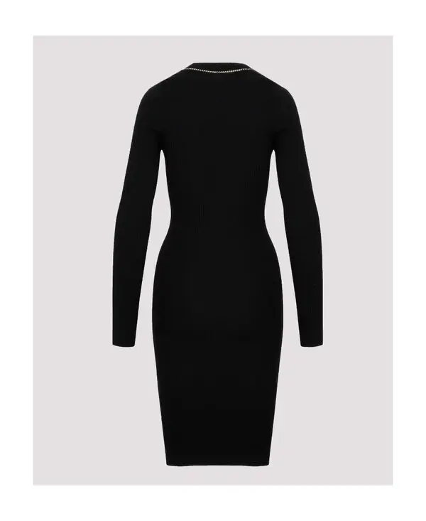 Bottega Veneta Chain Embellished Ribbed Knit Dress