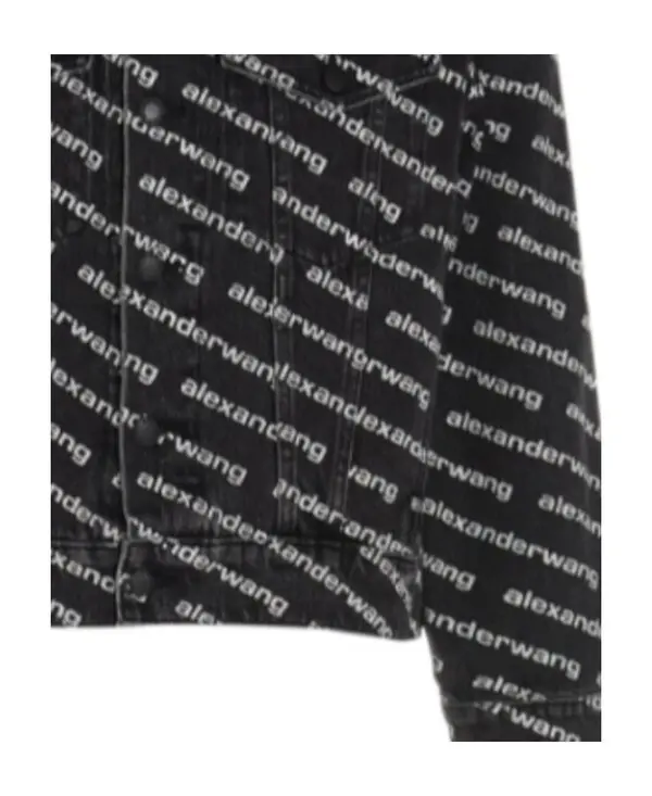 Alexander Wang Denim Coat With Logo Print - Black