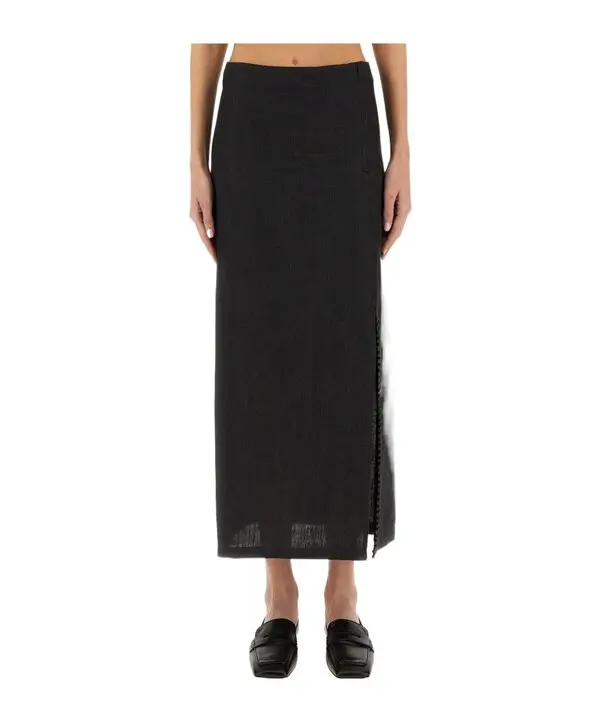 ALYSI Side-slit Midi Skirt