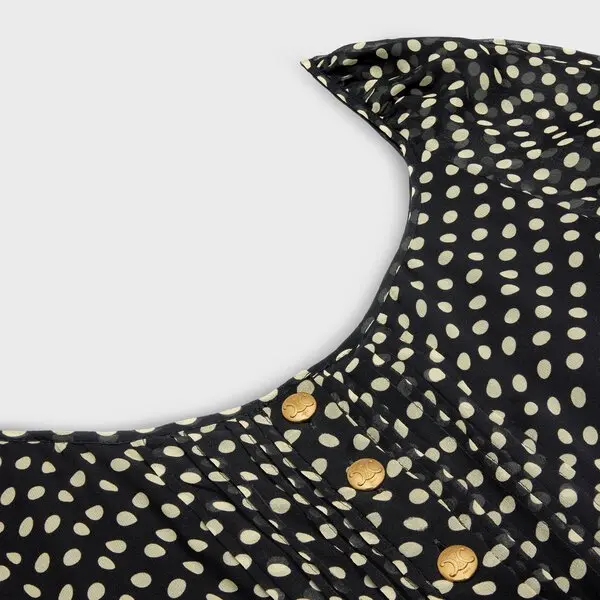 Celine Mini Dress In Silk Georgette With Polka Dot Print