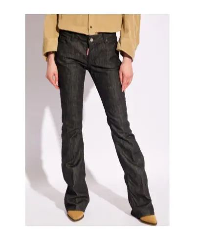 Dsquared2 Logo Patch Flared Jeans - Black