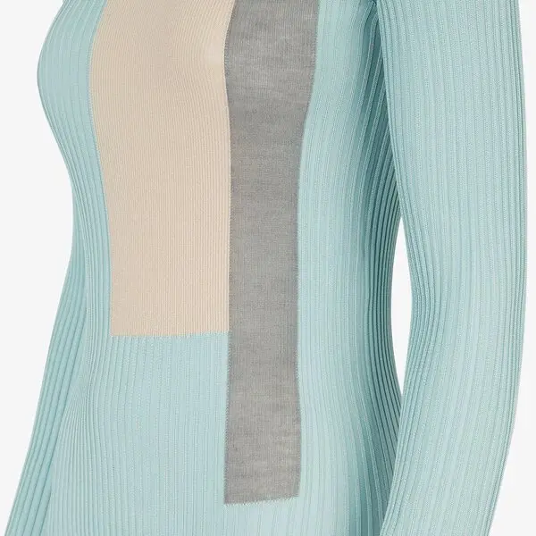 Fendi Color Blocked Ribbed Knit Top