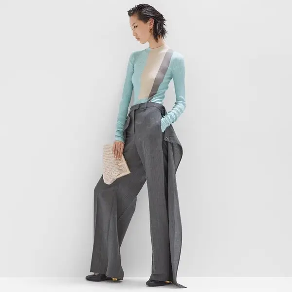 Fendi Color Blocked Ribbed Knit Top