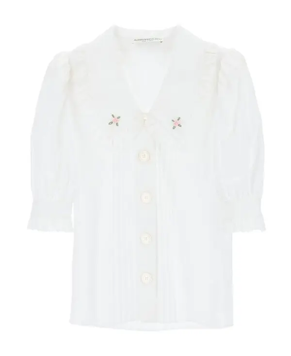 Alessandra Rich Embroidered Floral Blouse