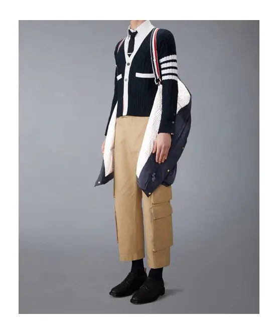 Thom Browne Belted Down Parka With Signature Stripes