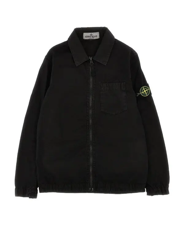 Stone Island Cotton Zip-up Shirt - Black