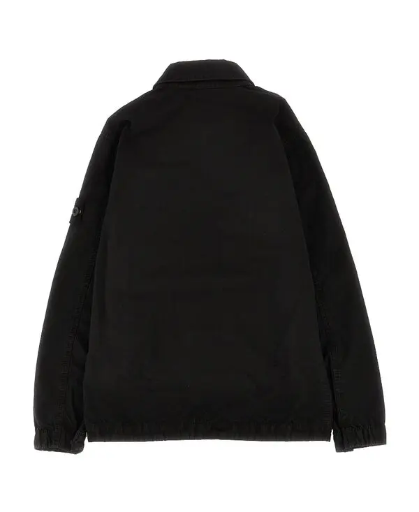 Stone Island Cotton Zip-up Shirt - Black