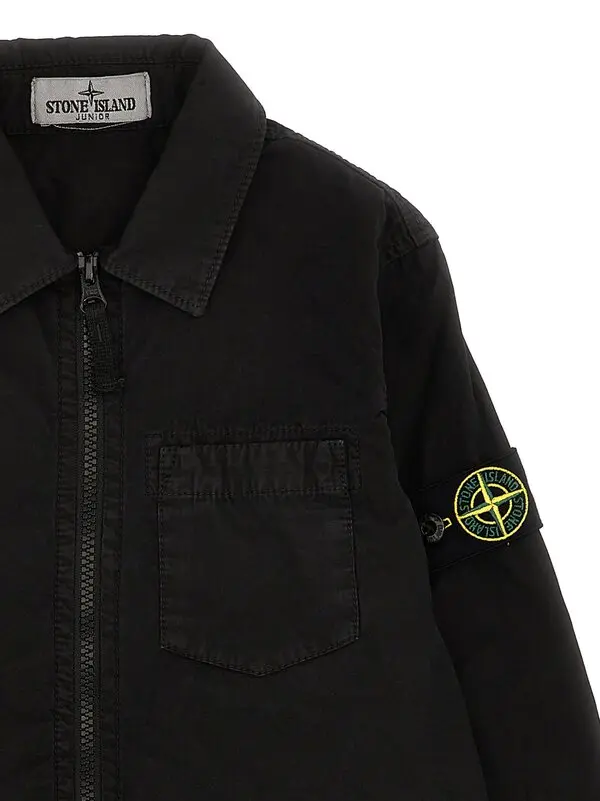 Stone Island Cotton Zip-up Shirt - Black