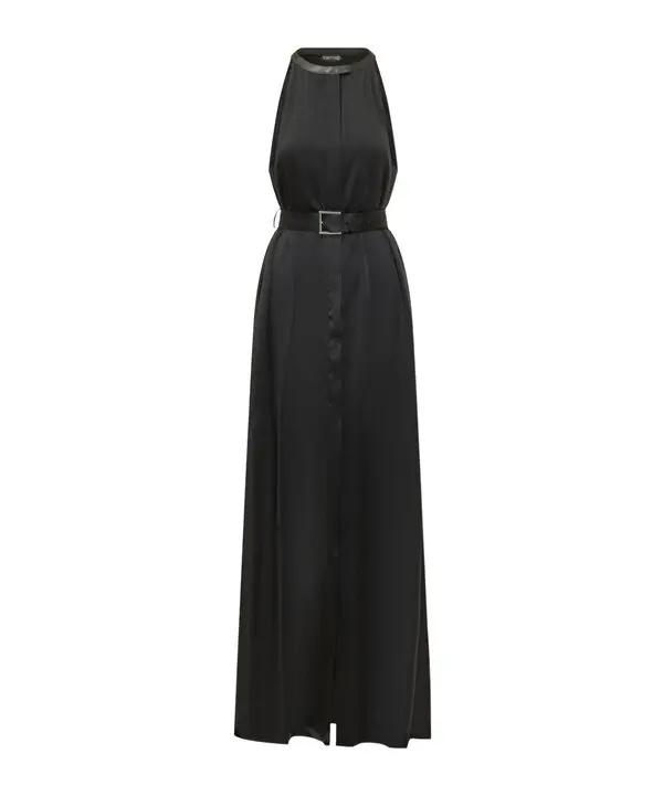 TOM FORD Sleeveless Satin Maxi Dress - Black