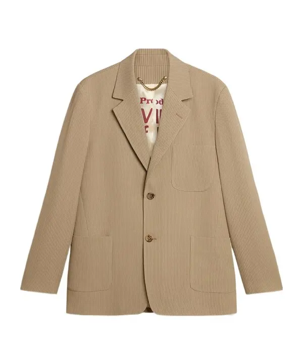 GOLDEN GOOSE Single Breasted Striped Blazer - Beige