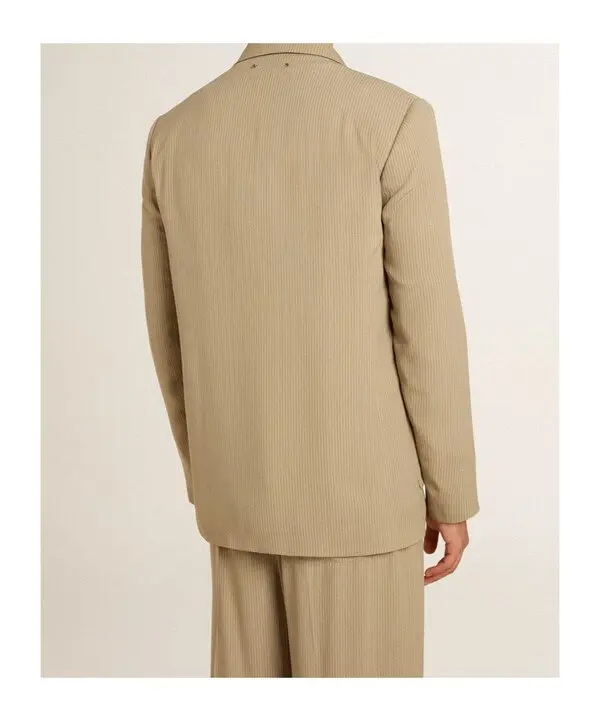 GOLDEN GOOSE Single Breasted Striped Blazer - Beige