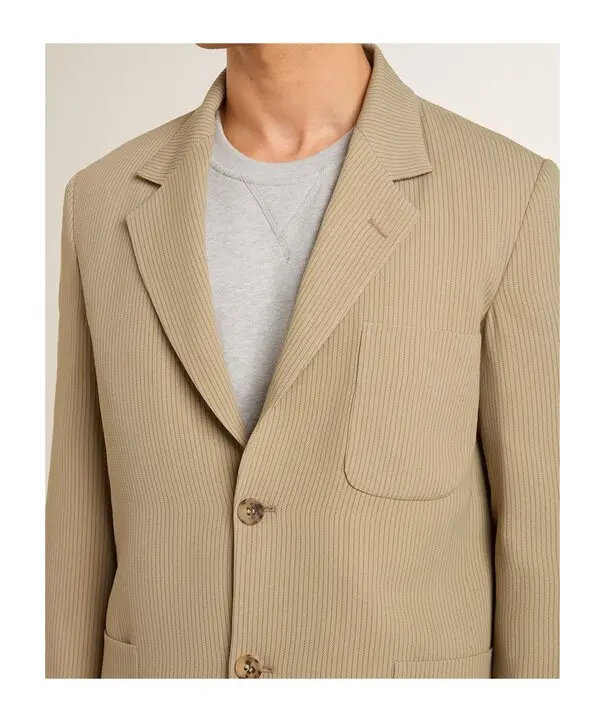GOLDEN GOOSE Single Breasted Striped Blazer - Beige