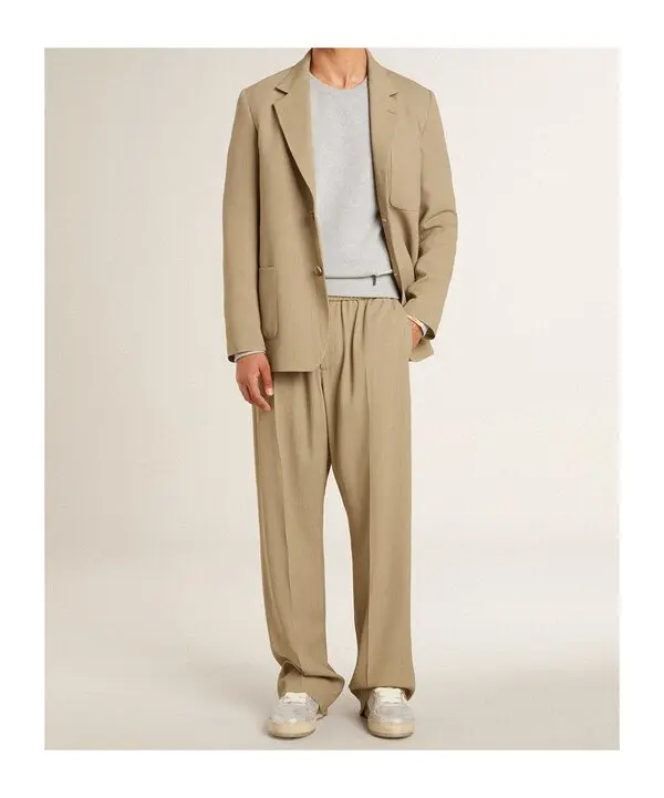 GOLDEN GOOSE Single Breasted Striped Blazer - Beige