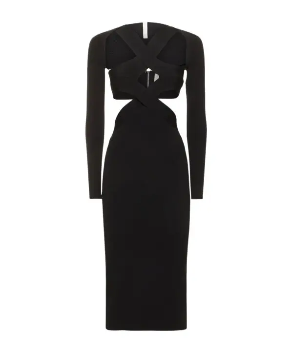DION LEE Ribbed Cut-out Long Sleeve Dress