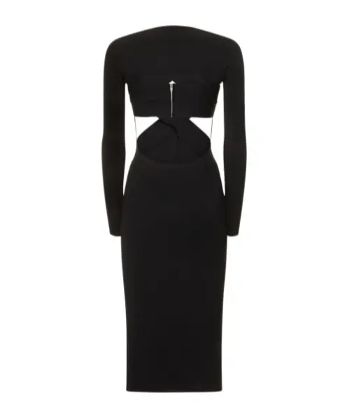 DION LEE Ribbed Cut-out Long Sleeve Dress