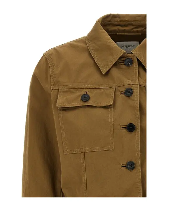 Saint Laurent Belted Cropped Jacket - Beige