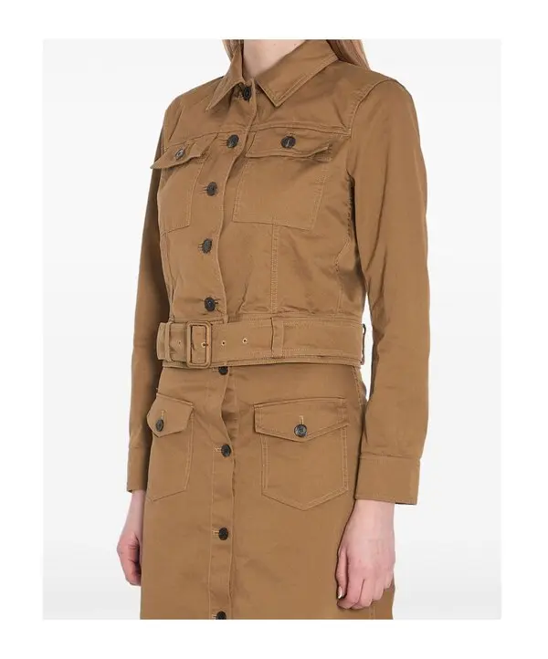 Saint Laurent Belted Cropped Jacket - Beige