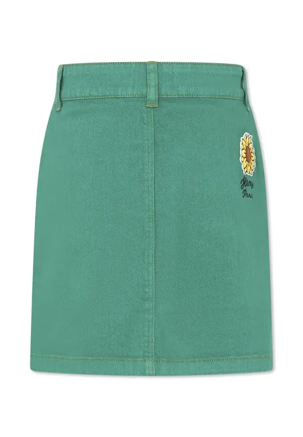Kenzo Denim Skirt With Embroidered Detail