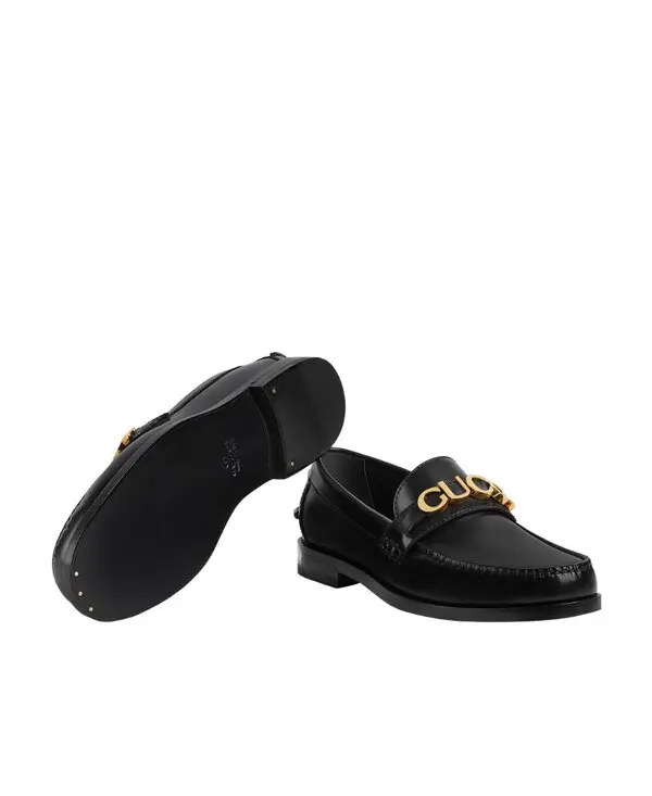 Gucci Logo Plaque Slip-on Loafers - Black