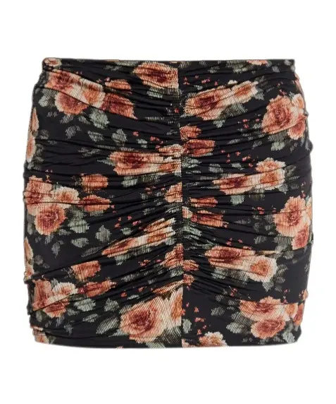 IRO PARIS Pleated Floral Midi Skirt - Black