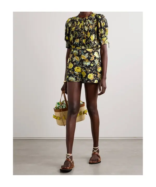 Ulla Johnson High-waisted Floral Print Shorts