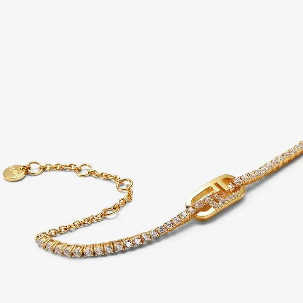 Fendi O'lock Crystal Tennis Bracelet - Gold