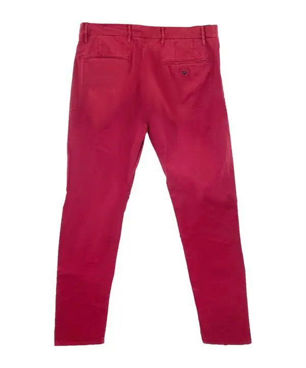Emporio Armani Logo Decal Tapered Fit Chinos - Red