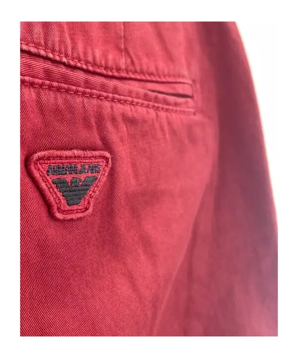 Emporio Armani Logo Decal Tapered Fit Chinos - Red