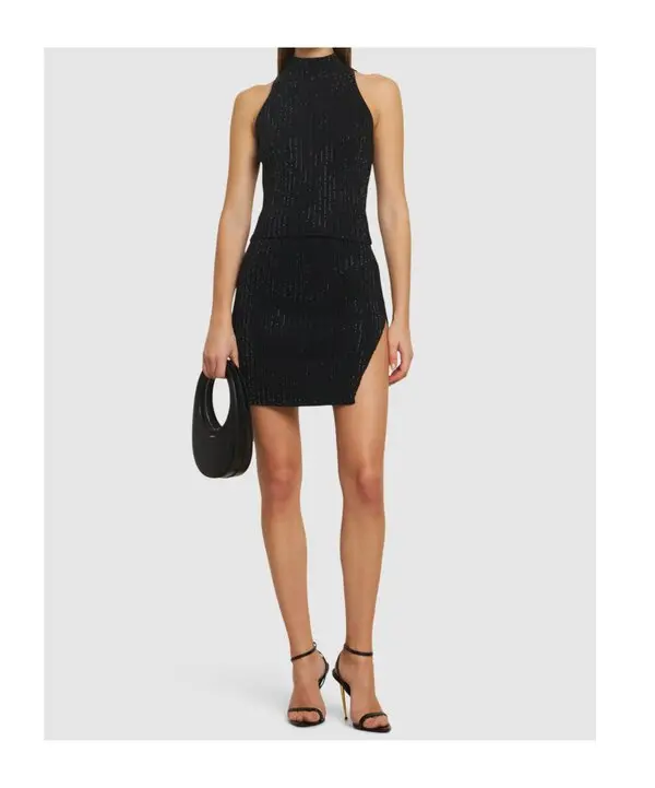 David Koma Knit Mini Skirt With Side Slit