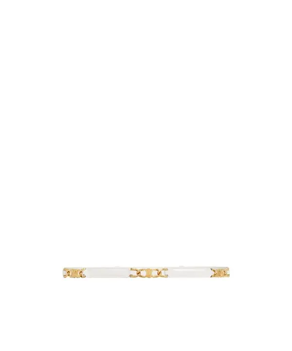Celine Small Gourmette Triomphe Adjustable Belt In Taurillon Leather - White