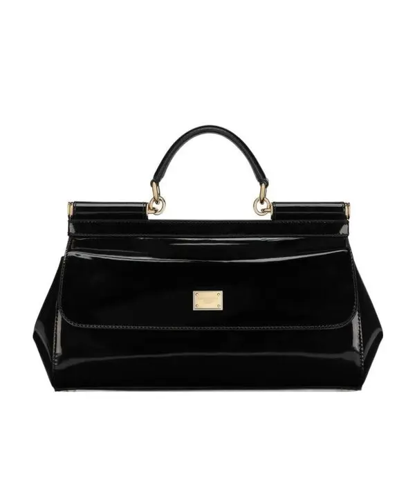 Dolce & Gabbana Logo Plaque Medium Sicily Bag - Black