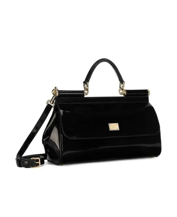 Dolce & Gabbana Logo Plaque Medium Sicily Bag - Black