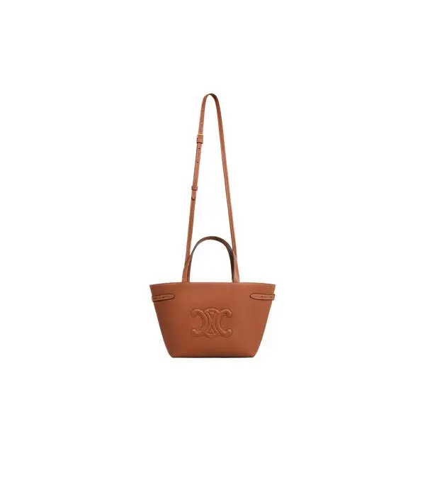 Celine Mini Cabas Anais Grained Calfskin Leather Bag - Tan
