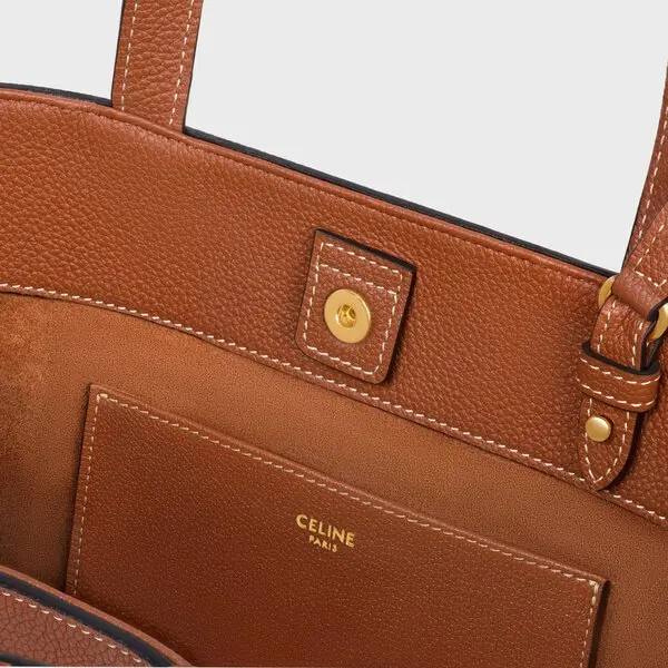 Celine Mini Cabas Anais Grained Calfskin Leather Bag - Tan