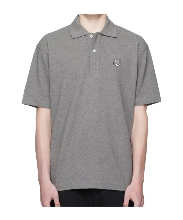 Maison Kitsuné Lapel Short Sleeve Polo Shirt - Gray