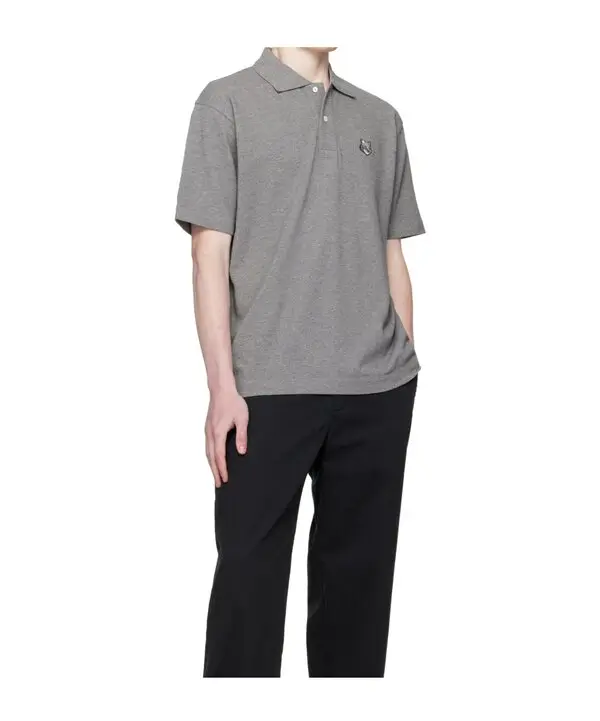 Maison Kitsuné Lapel Short Sleeve Polo Shirt - Gray