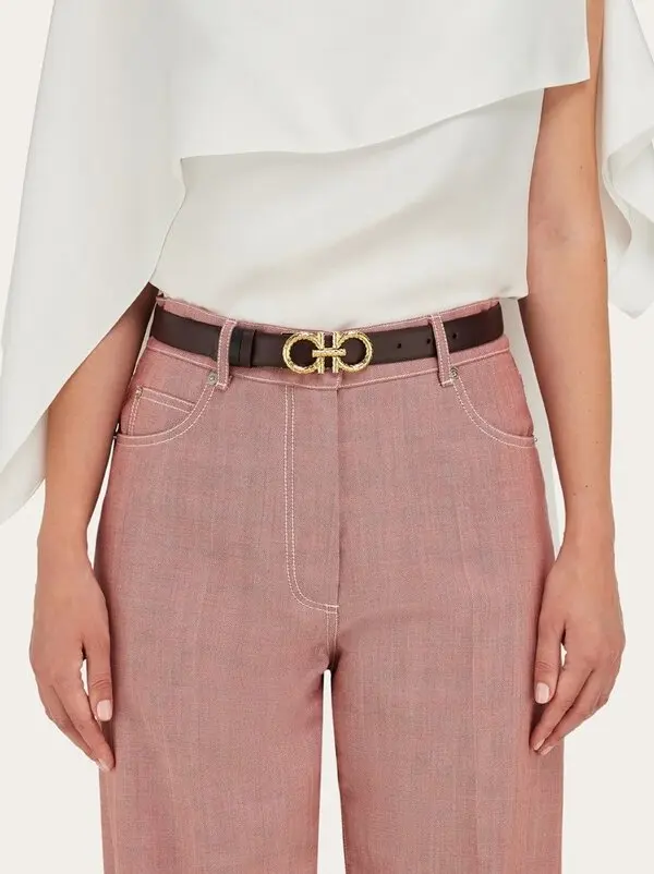 FERRAGAMO Gancini Buckle Leather Belt