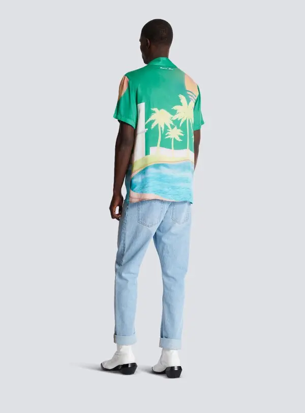 Balmain Palm Printed Short-sleeve Shirt - Green