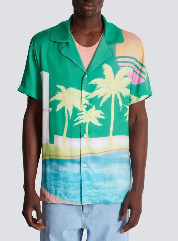 Balmain Palm Printed Short-sleeve Shirt - Green