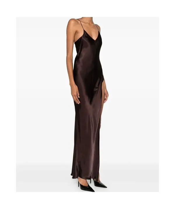 Vetements Spaghetti Strap V-neck Side Slit Dress